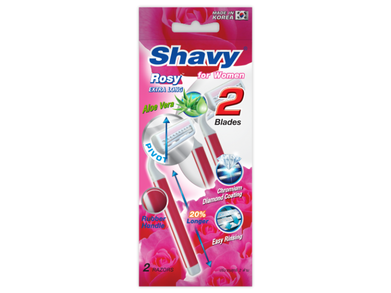 Shavy Rosy Extra Long for Women - 2 Blades • Made in Korea